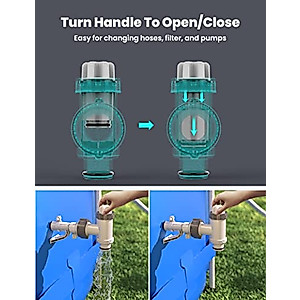 SUMMERBUDDY Type B Hose Adapter & Plunger Valve & Pool Hose Holder for Above Ground Swimming Pool, 1.25" to 1.5" Pool Hose Adapter B & On/Off Plunger Valve for Threaded Pumps (2 Packs)