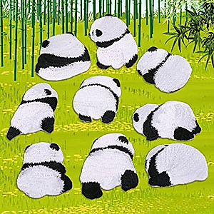 Assorted Embroidery Applique Decoration DIY Patch Panda Silhouette Funny Custom Design face kit Iron on for Shirt Jacket Bag hat Pant Vest Jean Cotton Clothes Kid Love Great as Happy Birthday Gift…