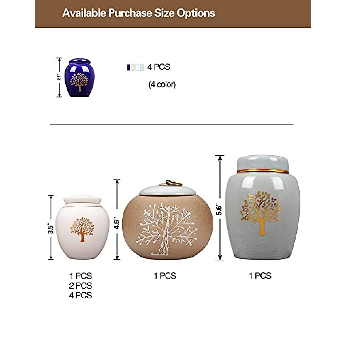 Medium Urns for Human Ashes,Beautiful Ceramic Tree of Life Cremation Urn,Keepsake Urns for Human Ashes,for Sharing Adult or Baby Urns for Ashes,Pet Urn.