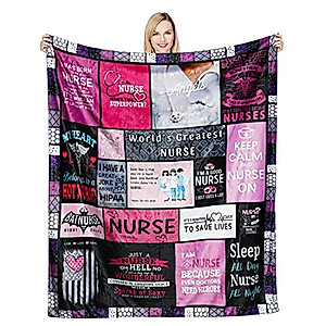 Ultra Soft Nurse Theme Blanket Microfiber Flannel Blanket Gifts for Women Nurses Warm Cozy Fuzzy Throw Blanket for Bed and Couch 40x50 Inch