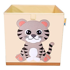 Product 4 Kids - Washable Toy Organizers and Storage, Canvas Toy Chest Organizer Foldable Kids Toy Storage Organizers for Child's Bedroom or Playroom -13x13x13 Inch (Tiger Cub)