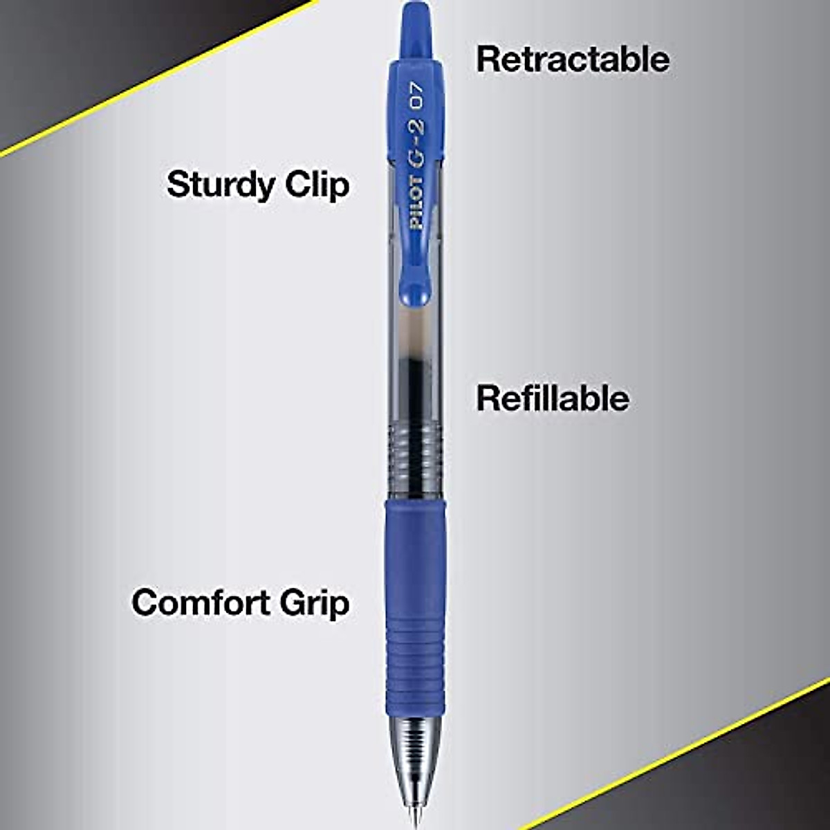 PILOT G2 Premium Refillable and Retractable Rolling Ball Gel Pens, Fine Point, Blue Ink, 12-Pack (31021)