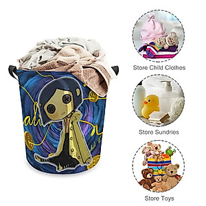 Co.ra.line Circular Hamper with Handle Storage Basket Circular Storage Bin Organizer Round Basket