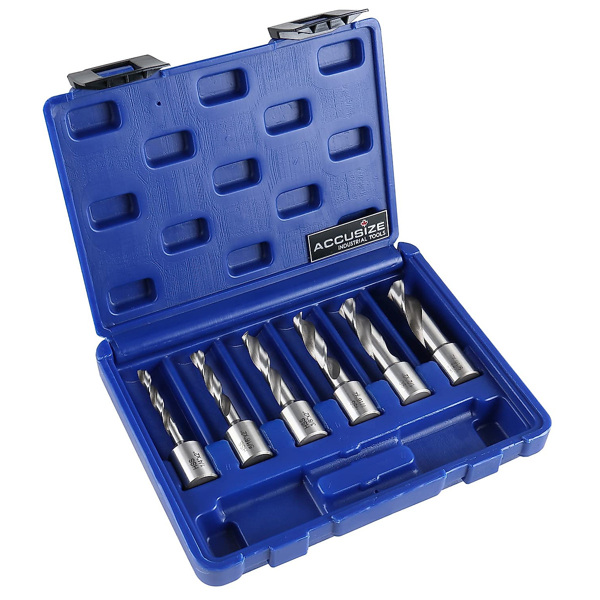 Accusize Industrial Tools 6pcs/Set H.S.S. Fully Ground Drill Sets with 3/4" Weldon Shank, 2inch Cutting Depth, 0519-5002