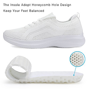 Santiro White Sneakers for Women Walking Shoes Lightweight Fashion Womens Tennis Shoes for Gym Non Slip Work Casual Shoe 8.5 US
