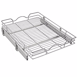 OCG Pull Out Cabinet Organizer (11" W x 18" D), Pull out Drawers for Kitchen Cabinets, Pull Out Shelves for Base Cabinet Organization in Kitchen Bathroom Pantry, Chrome Finish