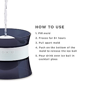 ZOKU Set of 2 Silicone Ice Sphere Molds, Stackable 2.5-Inch Ice Ball Makers, Keep Drinks Colder Longer with Less Dilution, Leak-free, Easy-Release, Black