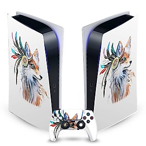 Head Case Designs Officially Licensed Pixie Cold Fox Art Mix Vinyl Faceplate Sticker Gaming Skin Case Cover Compatible with Sony Playstation 5 PS5 Digital Edition Console and DualSense Controller