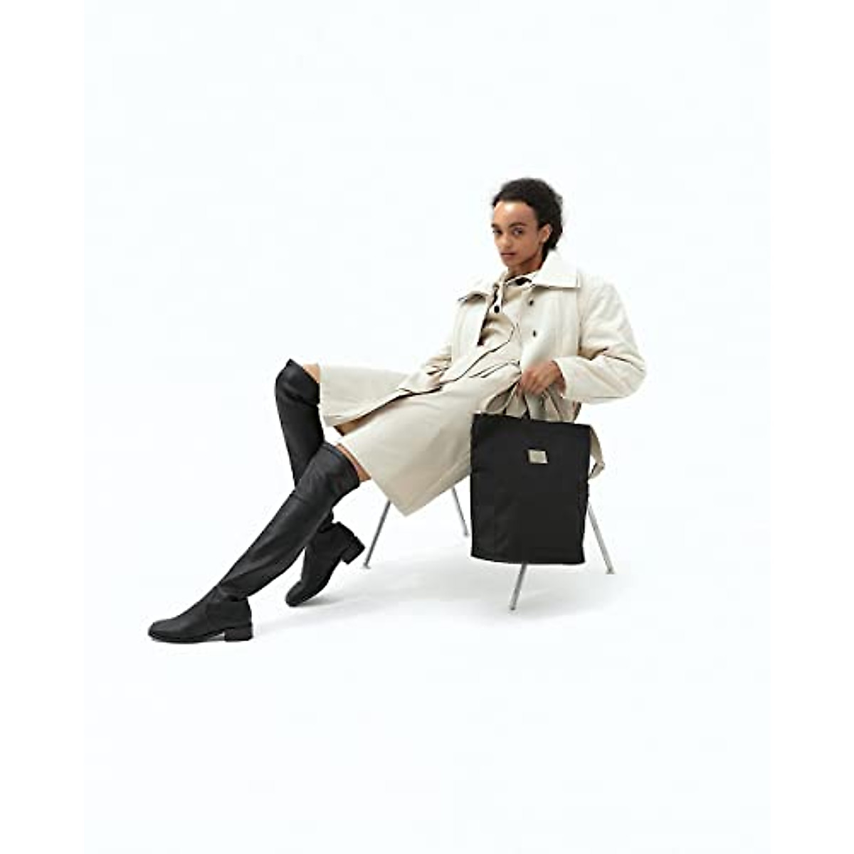 I WAS PLASTIC Recycled Polyester Laptop Tote Bag with Zipper and Pockets, Water Repellent, Fit 13" Laptop, Crossbody Bag. (BLACK)