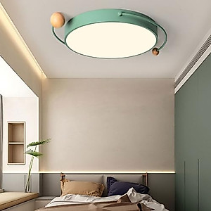 Green Simple and Atmospheric Round Ceiling Lamp Creative And Warm Log Decorative Hanging Lamp Boys Girls Bedroom Study Room Dining Room Kindergarten Flush Mount Ceiling Light Fixture ( Color : White l