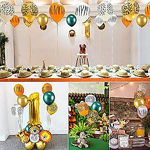 First Birthday Party Jungle Safari Themed 1st Birthday Wild One Party Balloons Decorations Backdrop With Animal Balloons for Kids Boys Girls Party Supplies (1st Safari Theme Birthday)