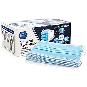 MED PRIDE 3-Ply Face Masks For Adults [Pack of 50] Disposable Breathable Face Mask With Earloops- Comfortable Non-Woven Highly Protective Medical-Grade Face Cover For Men & Women- Blue