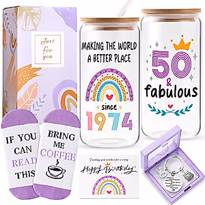 50th Birthday Gifts for Her - Best Friends Gifts for Women-Cool Gifts for 50 Year Old Woman-Unique Gift Ideas for Women Over 50 Happy Birthday Gift Basket for Her Mom Sister Coworker Daughter Him