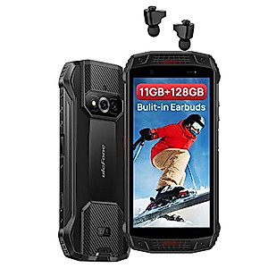 Ulefone Armor 15 Rugged Smartphone (Build-in TWS Earbuds), Android 12, Dual Stereo Speakers, 5.45'' HD+ IP68 Waterproof Mobile Phone Unlocked, 6GB+128GB, 16MP+13MP+12MP, GPS NFC FM- Black