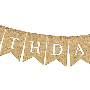 BESTOYARD Birthday Bunting Banner Decorative Burlap Banner Linen Swallowtail Pull Flag Party Supplies (Happy Birthday Letters Sunflower Pattern)