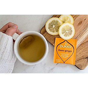 Pukka Three Ginger, Organic Herbal Tea With Turmeric & Galangal, Perfect for After Meals, 20 Count (3 Pack)
