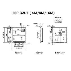 ESP-WROOM-32UE 4GHz 4M 8M 16M IPEX Antenna Bluetooth and WiFi Low Power Module ESP32UE (ESP-32UE 16M X 5 PCS)