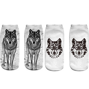Angelteers 3D Wolf Ankle Socks Funny Animal Graphic Summer Short Socks for Boys (3D Wolf), Shoe Size: 3-7