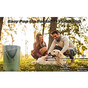 JOQQO Collapsible Pop Up Garbage Can Camping,13.3x15.6 inch10 Gallons Outdoor Trashcan 600d Oxford Cloth Yard Waste Bags Can with Sorting Clips Suitable Camper Rv Trailer Trash Can