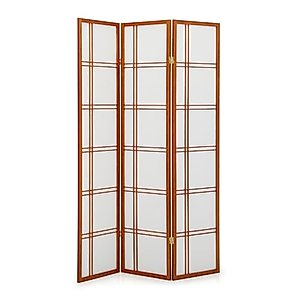 Athena Collection 3 Panel Room Dividers, 5.9ft Square Grid Partition Room Divider, Folding Wood Privacy Screen Freestanding Room Separation Wall Divider for Bedroom Home Office, Brown
