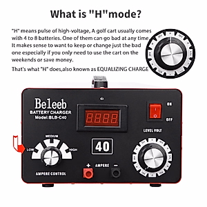 Beleeb C40 Adjustable Battery Charger 12V 24V 36V 48V 60V 72V, 16A Pulses of High-voltage Battery Desulfator Maintainer with Smart Chip for Lead-acid LiFePO4 Lithium Batteries BLB-C40