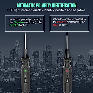 Power Circuit Probe Tester Polarity Identify Electrical Tester 6V-24V DC Short&Open Circuit Tester Automotive with 13FT Long Test Lead,LED Test Light,Buzzer,High-sensitive Test Pen,Overload Protection