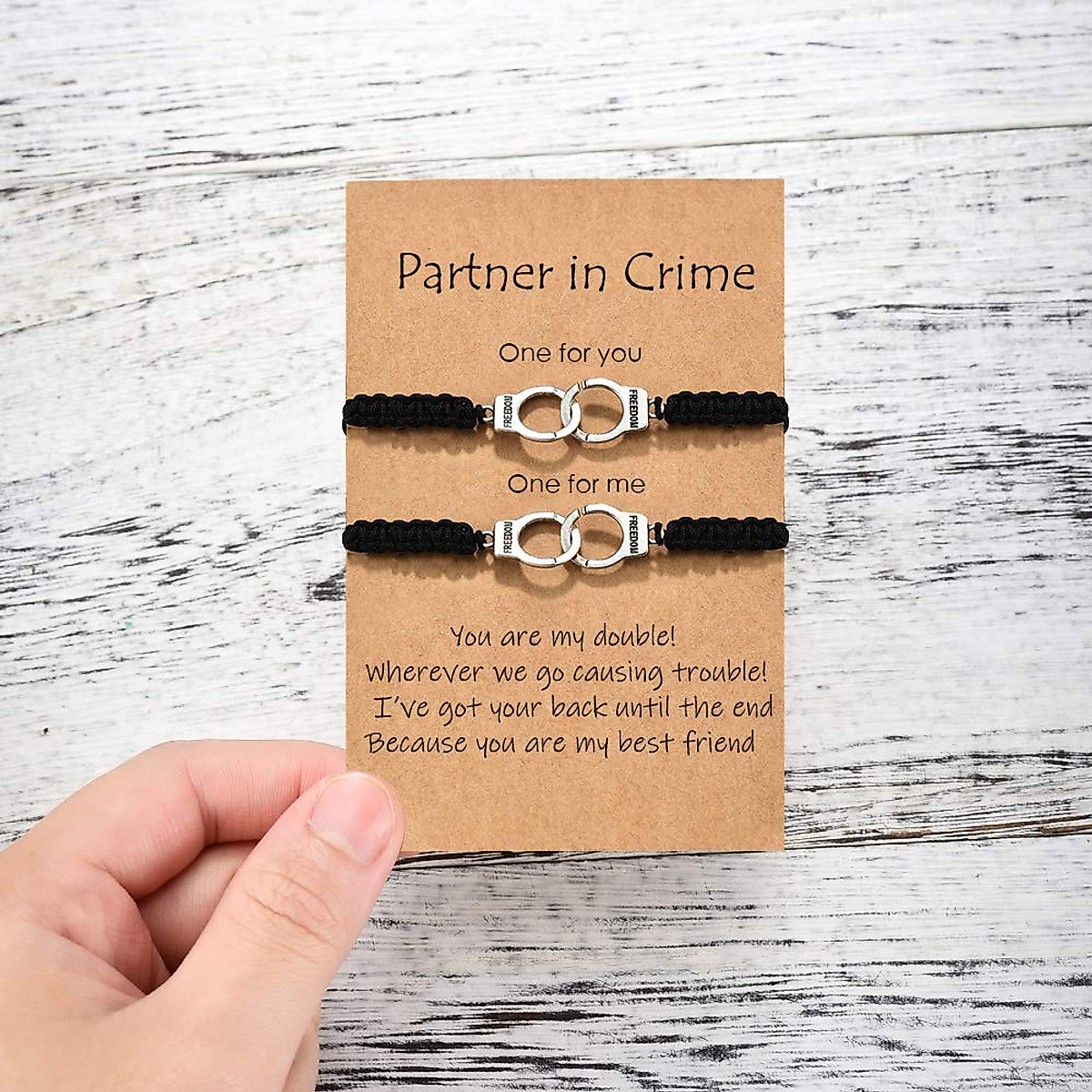 MANVEN Best Friend Friendship Bracelets for 2 Partners in Crime Bracelets for 2 Guy Best Friend Handcuff Matching Bracelet for Women Men Bestie