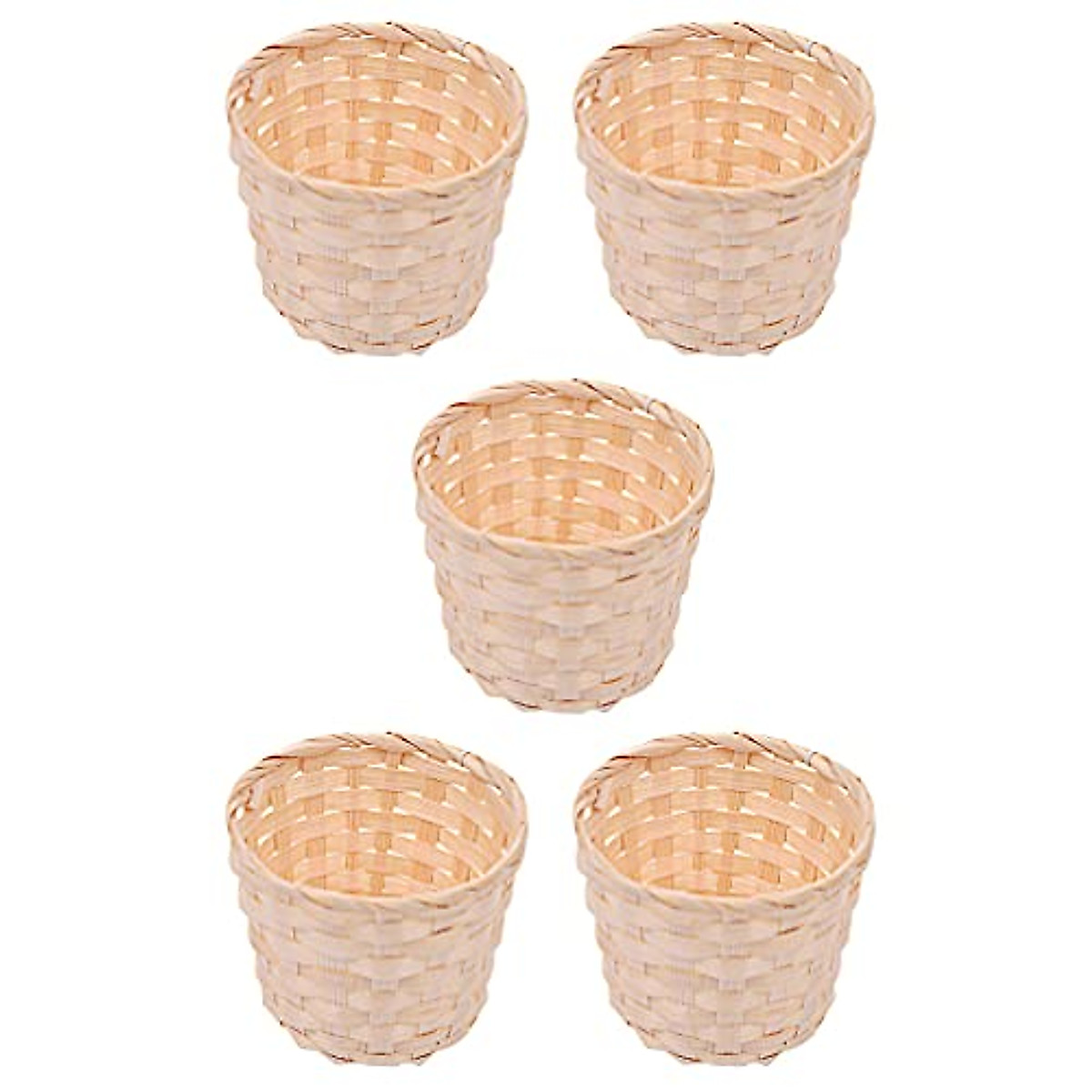 DOITOOL 5Pcs Mini Woven Baskets Without Handles, Miniature Flower Basket Dollhouse Picnic Basket Mini Wicker Basket for Fairy Garden Dollhouse Accessory, 9X9X7.5cm
