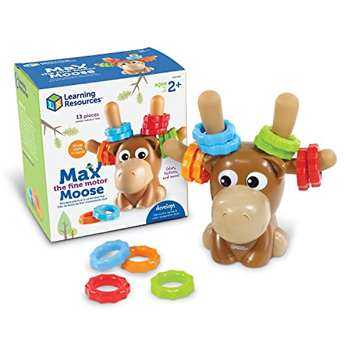 Learning Resources Max the Fine Motor Moose - 13 Pieces, Ages 2+ Toddler Learning Toys, Fine Motor Toy for Toddlers, Preschool Toys