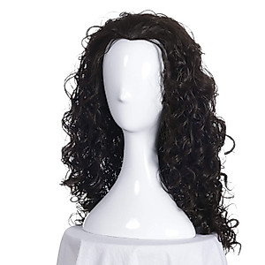 QACCF Long Curly Fluffy Wavy Halloween Costume Cosplay Wig (Black)