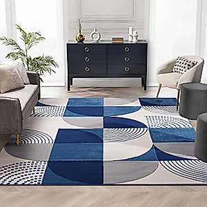 Well Woven Good Vibes Margot Blue Modern Geometric Chevron 5'3" X 7'3" 3D Texture Area Rug