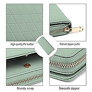 TAN.TOMI Wallets for Women,Vegan Leather Card Holder Bifold Womens Wallet,Large Capacity Wallet Women Zipper Coins Pocket with ID Window Light mint