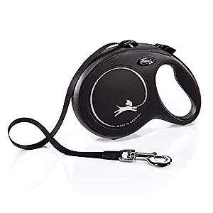 FLEXI New Classic Retractable Dog Leash (Tape) 26 feet, Large, Black
