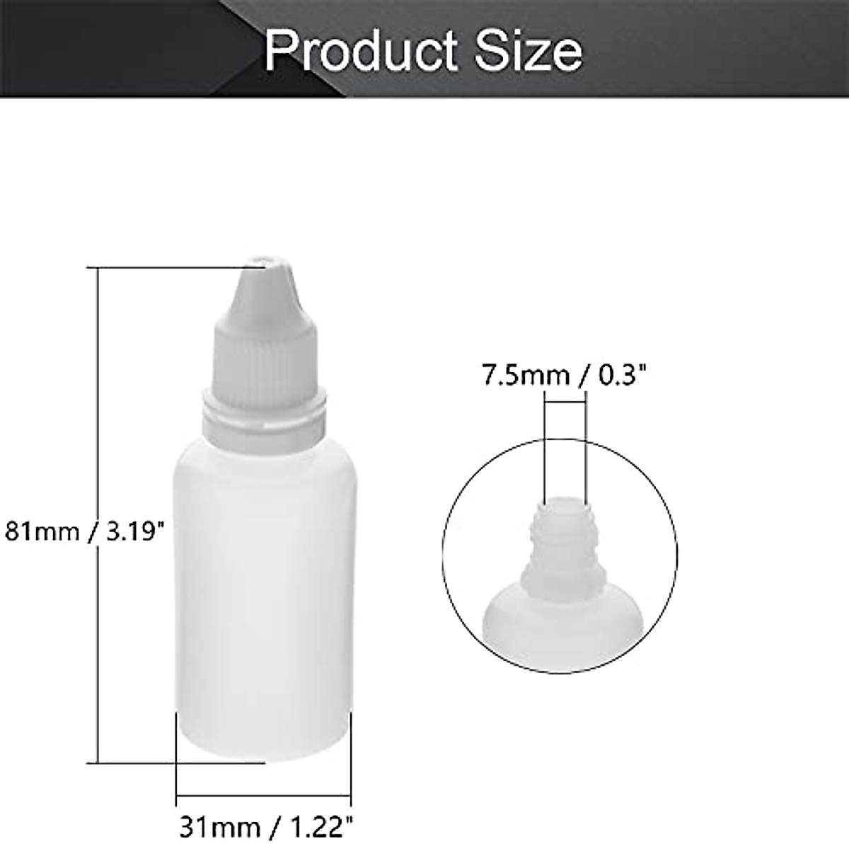 Othmro 1oz PE Lab Eye Plastic Dropper Bottles 20pcs, 30ml Squeezable Eye Liquid Dropper Thin Mouth Via of Liquid Sample Seal Storage Bottle with Childproof White Cap