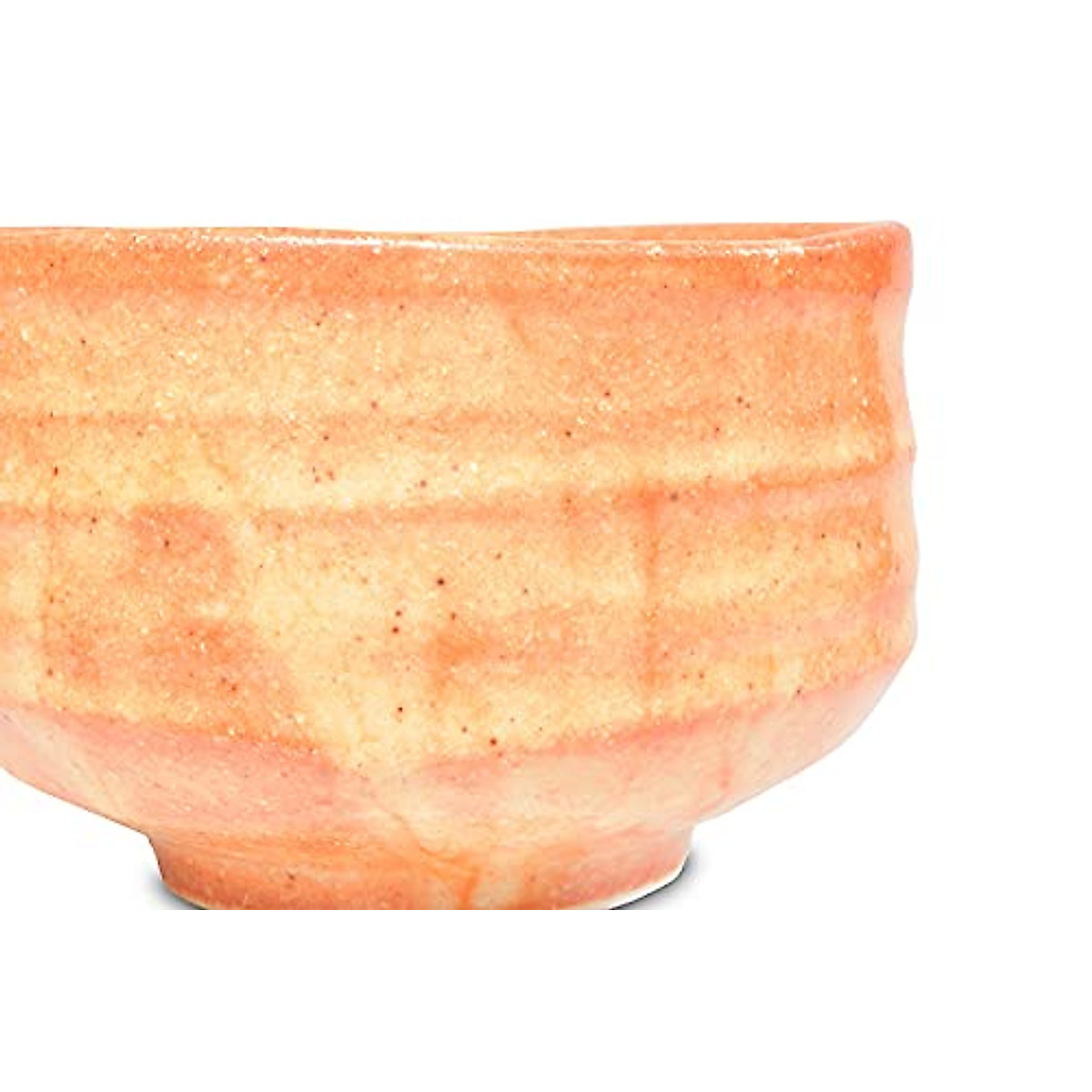 Mino Ware Traditional Japanese Yunomi Tea Cups, Mini Matcha Bowl, Orange AKA SHINO Design for Green Tea, Matcha Tea Set of 2