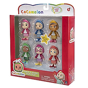 CoComelon 6 Figure Family and Friends Shark Theme Pack - Includes JJ, Nico, Cody, Nina, Bella and Cece in Shark Hoodies - Toys for Kids and Preschoolers