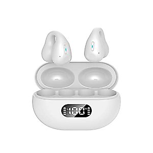 GOAWTFAFS Wireless Ear Clip Bone Conduction Headphones Bluetooth Waterproof Mini Sports Running Earbuds (White, One Size)