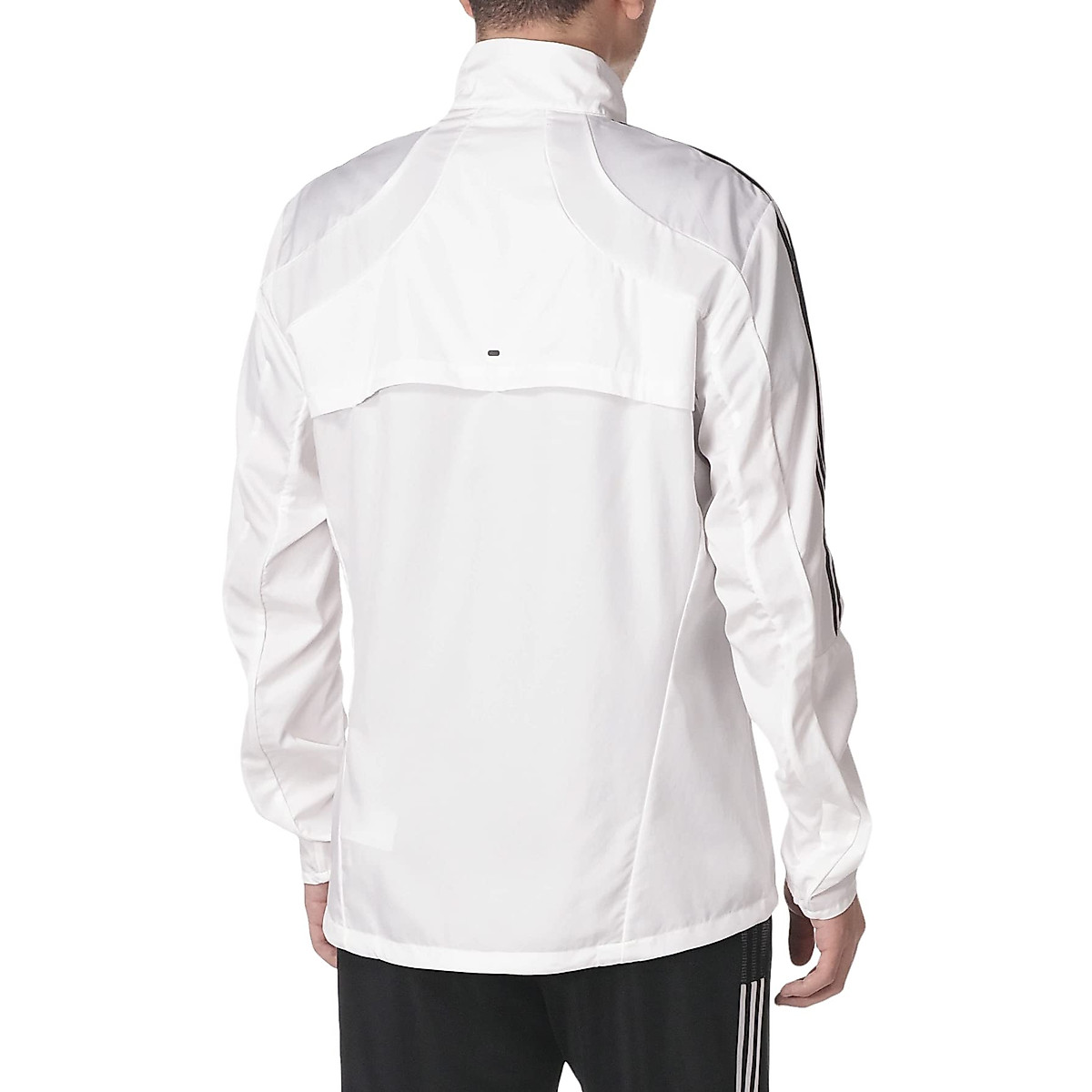 adidas Men's Marathon Jacket 3-Stripes, White/Black, Medium