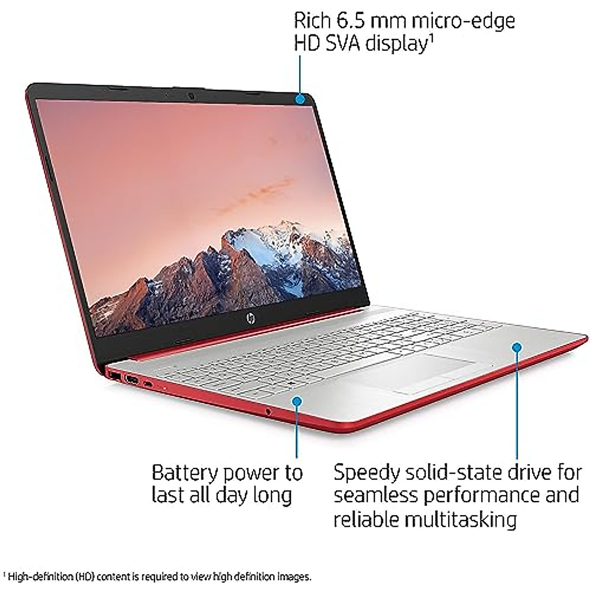 HP 15.6" Laptop with 1 Year Microsoft Office 365, Intel Pentium Quad-Core Processor, Intel UHD Graphics, Long Battery Life, RJ-45, Wi-Fi, Webcam, HDMI, Windows 11 Home, Red (16GB RAM | 1TB SSD)