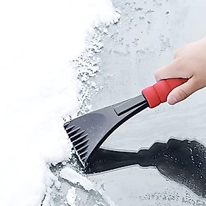 Ice Scraper for Car Windshield and Window, Auto Snow Removal with Foam Handle, No Scratch Cleaning Tool Remove Frost and Snow, Car Winter Exterior Accessories Universal for Truck, SUV, Home (Red)