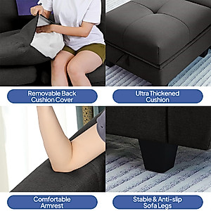 Arathorn Modular Sectional Sofa with Ottoman Oversized U Shaped Sofa Couch with Reversible Chaise, Convertible Sofa Bed Sleeper Modular Sofa Sectional Couch for Living Room, Dark Grey