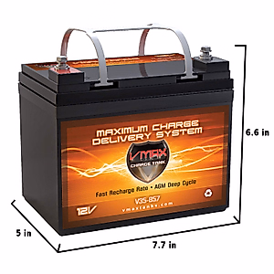 VMAXTANKS V35-857 12 Volt 35AH AGM Marine Deep Cycle Battery for Watersnake FWTCS30TH-30 Tracer Transom Mount Trolling Motor with 30-Pound Thrust (12V 35AH, GROUP U1, 7.7"x 5"x 6.1")