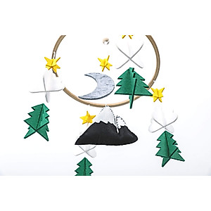 Sorrel + Fern Baby Crib Mobile (Starry Woodland Night, Short Evergreen) - Baby Shower Gift Nursery Decoration for Boys & Girls