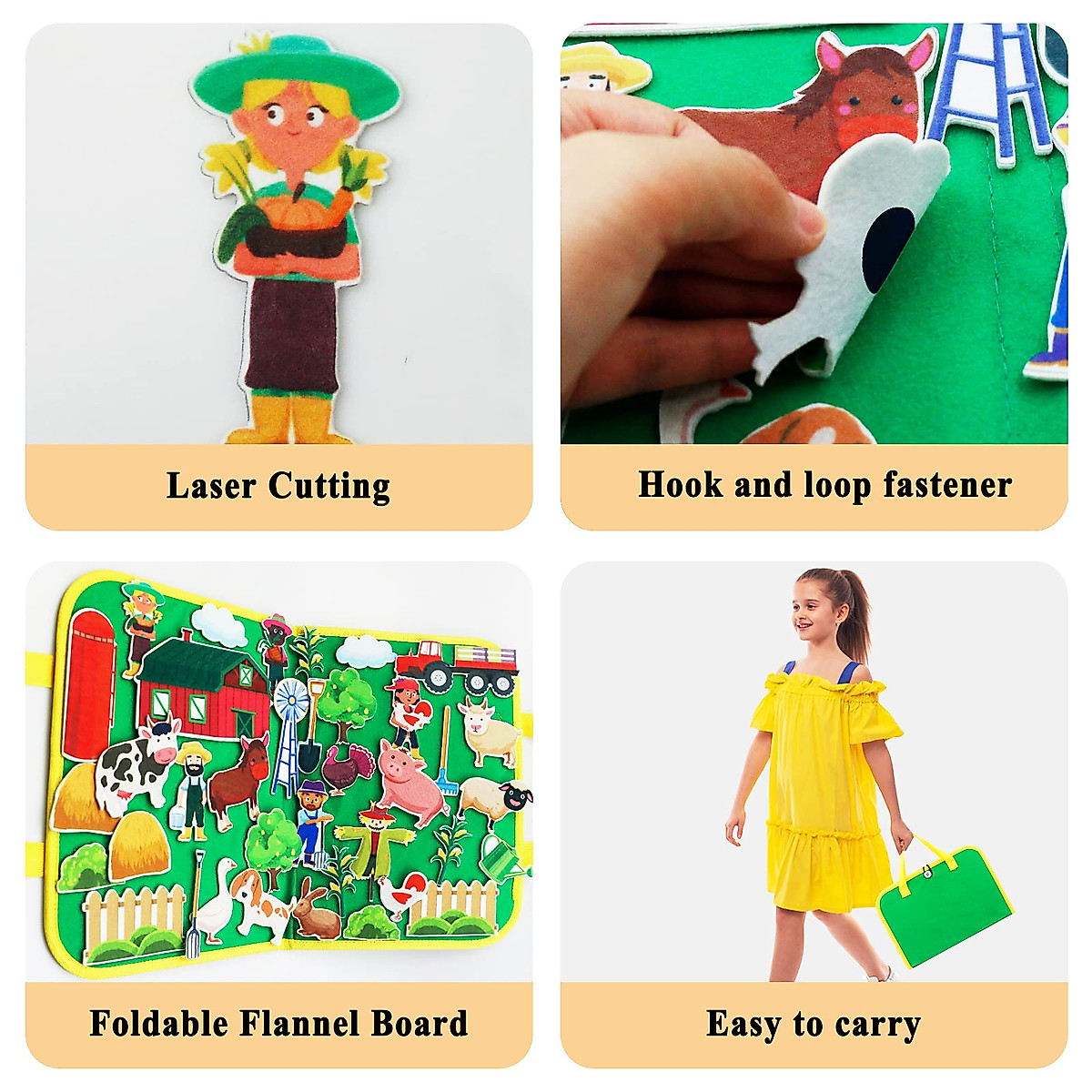 Craftstory Travel Felt Board for Toddlers Farm Animals Toys Preschool Learning Activities 37 Pieces Sensory Toys Barnyard Stories for Classroom Arts and Crafts Supplies