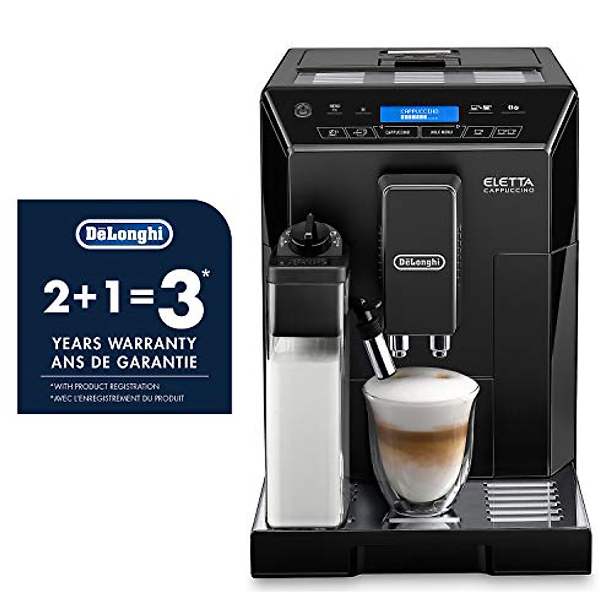 DeLonghi ECAM44660B Eletta Fully Automatic Espresso, Cappuccino and Coffee Machine with One Touch LatteCrema System and Milk Drinks Menu
