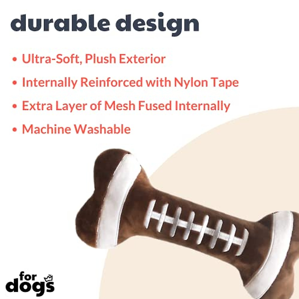 Huxley & Kent for Dogs | Football Bone (Small) | Power Plush Dog Toy with Squeaker | Funny Dog Toy | Cute Dog Toy | H&K Squeaky Dog Toy