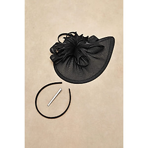 BABEYOND Tea Party Fascinator Hat for Women Kentucky Headwear Derby Pillbox Church Hat for Cocktail Wedding A-Black
