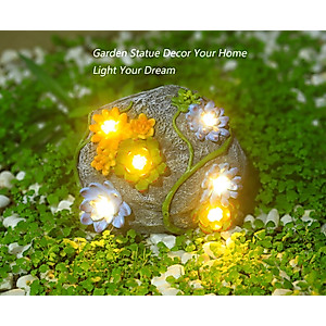 ANTEROOF Garden Statue, Solar Powered LED Outdoor Decor Garden Lights, Polyresin Garden Figurines for Outdoor Decoration (Outdoor Paradise)