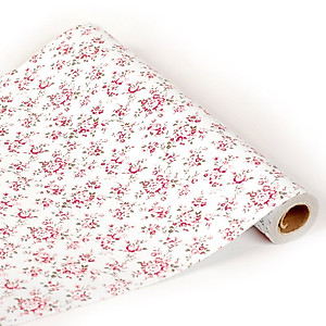 GLOW4U Self Adhesive Floral Shelf Drawer Liner Vinyl Contact Paper for Kitchen Cabinets Dresser Cupboard Pantry Furniture Wall Arts Crafts Decal 17.7 inch by 16 Feet