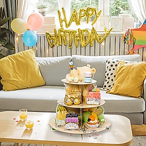 CORODER Winnie Cupcake Stand Holder 3 Tier Party Decorations Winnie Theme Party Supplies For Baby Shower Birthday Party